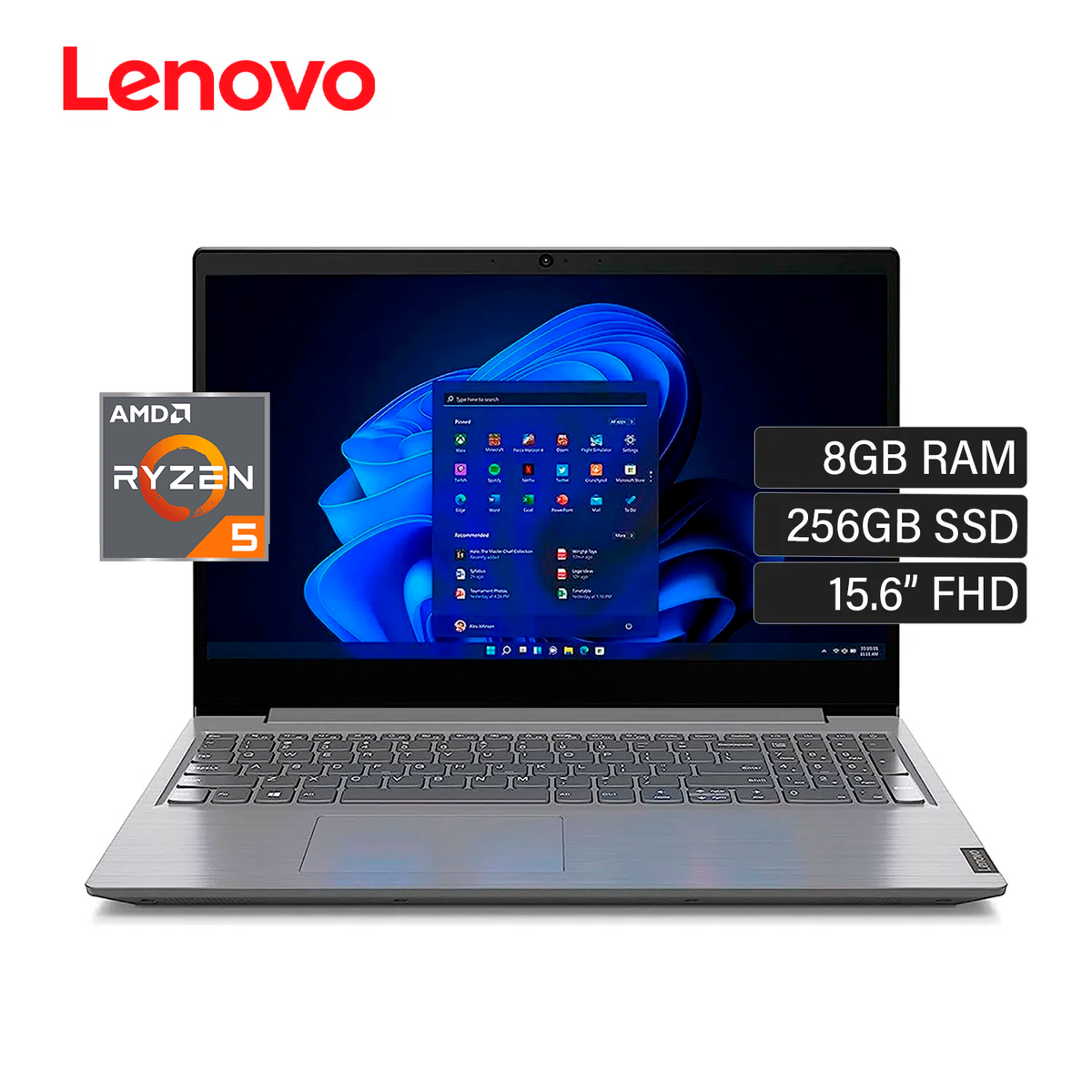 Laptop Lenovo V15 G4 AMN Ryzen 5 7520U RAM 8GB Disco 256GB SSD 15.6" F ...